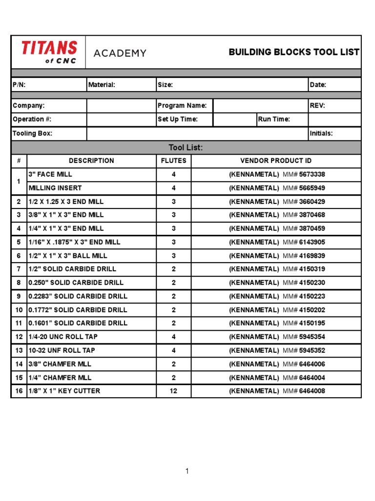 Building Blocks Tool List v2 | PDF