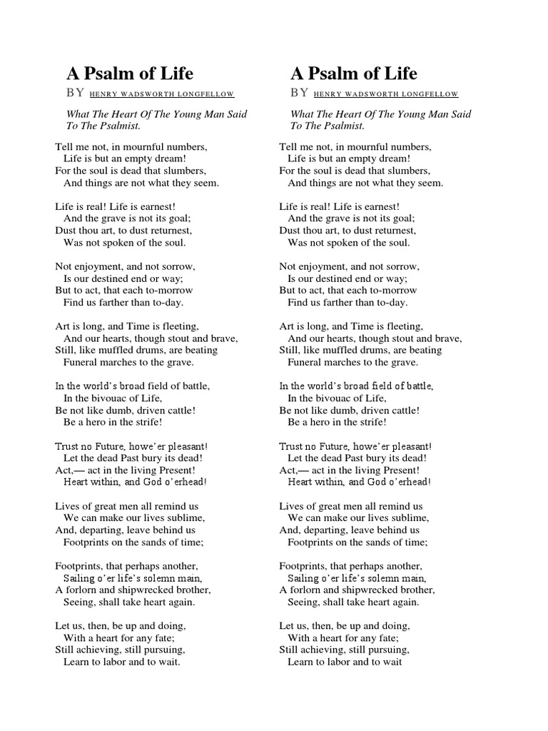 A Psalm of Life A Psalm of Life: BY BY | PDF