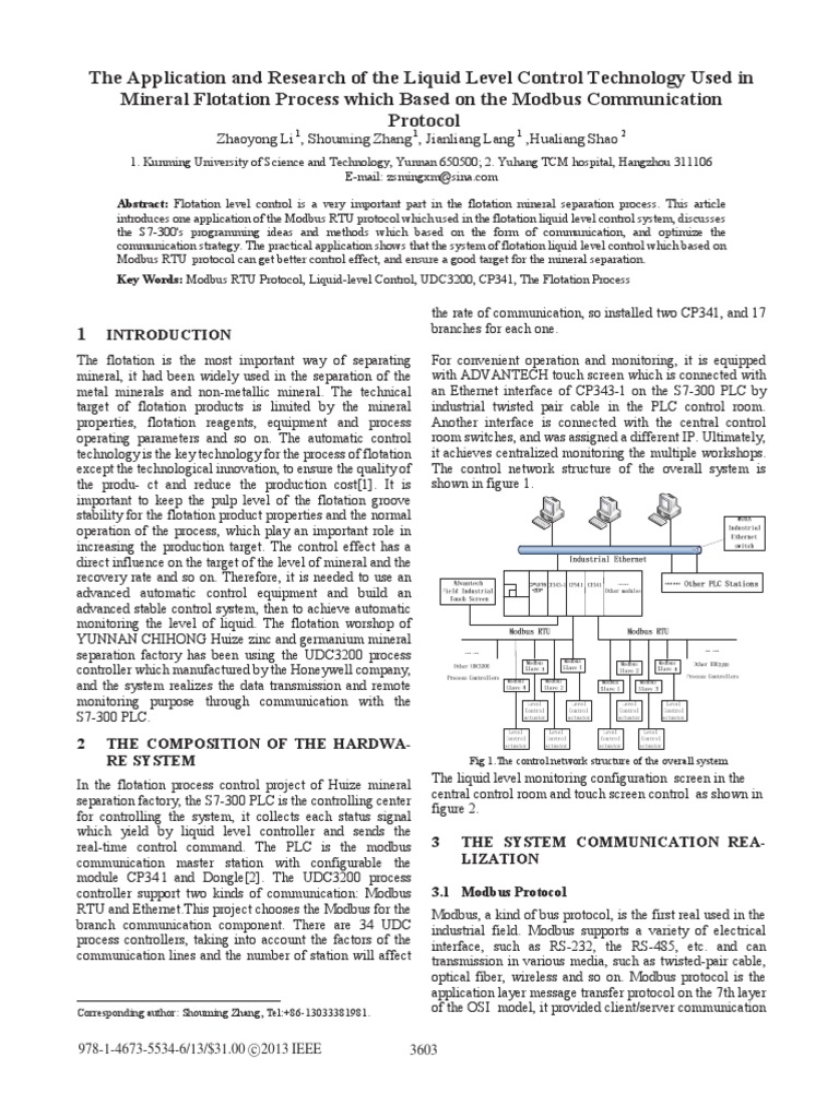 IEEE Paper On Modbus | PDF | Programmable Logic Controller | Computer Network