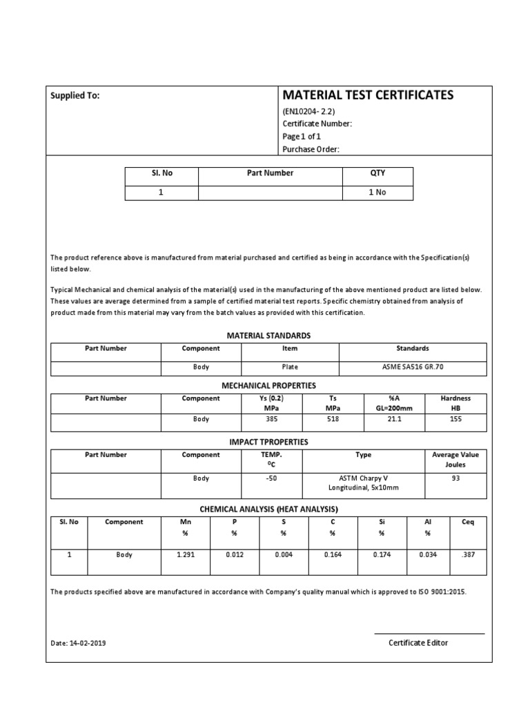 2.2 type Certificate template.pdf | Materials | Engineering