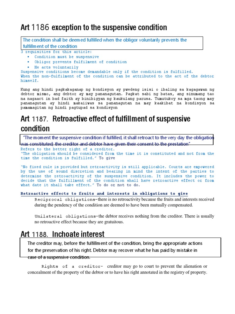 Obligations with Conditions and Periods: An In-Depth Analysis of Key ...