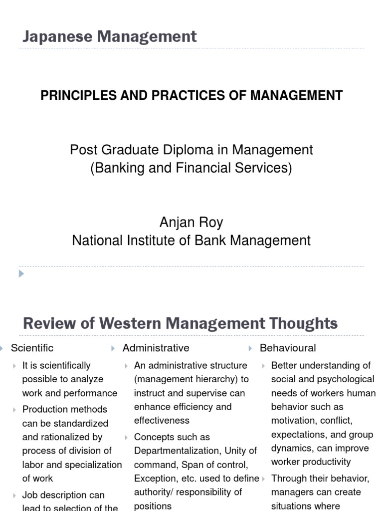 Japanese Management: Post Graduate Diploma in Management (Banking and ...