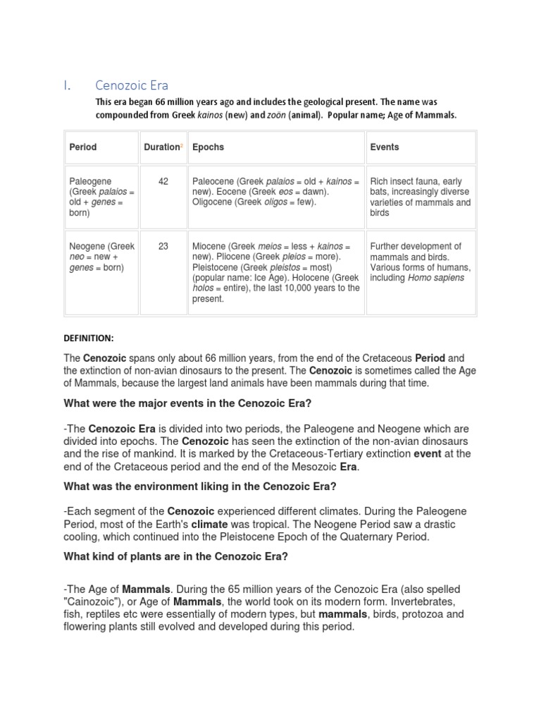 Cenozoic Era | PDF | Earth Sciences | Geology