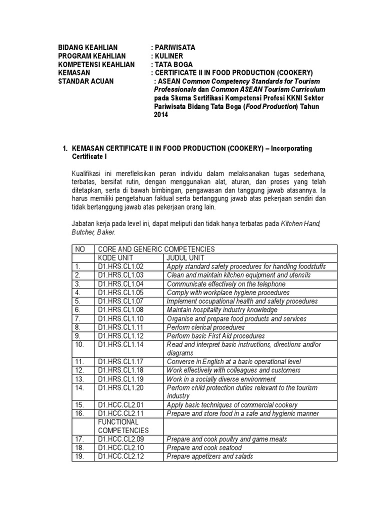 FB Product - Kemasan Kkni Level Ii - Catc | PDF | Foods | Cooking