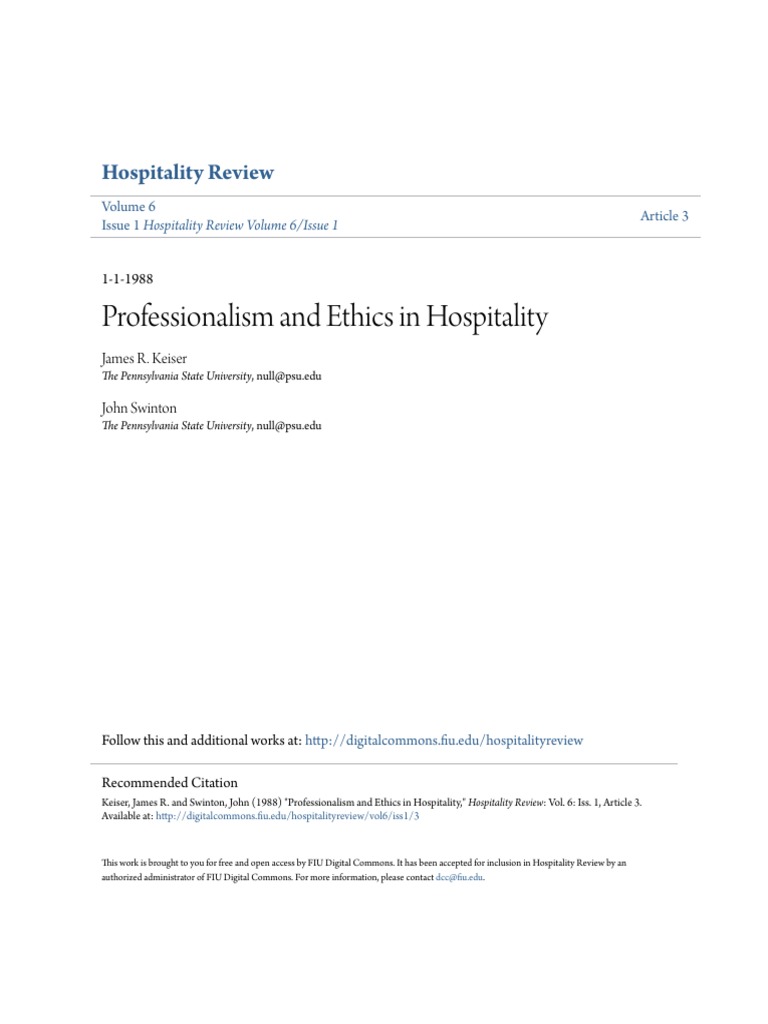 Professionalism and Ethics in Hospitality | PDF | Polygraph | Copyright