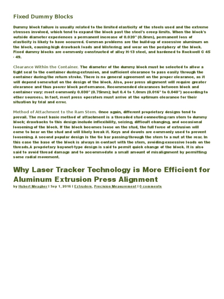 Fixed Dummy Blocks | PDF | Extrusion | Heat Treating