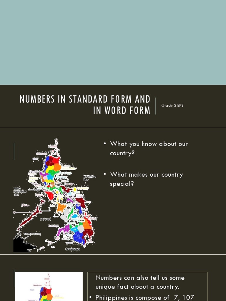 Numbers in Standard Form and in Word Form: Grade 3 EPS | PDF