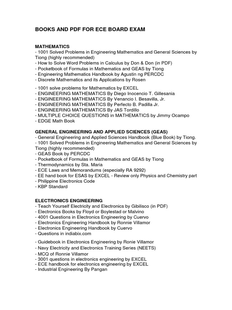 Books and PDF For Ece Board Exam | PDF | Engineering | Teaching Mathematics