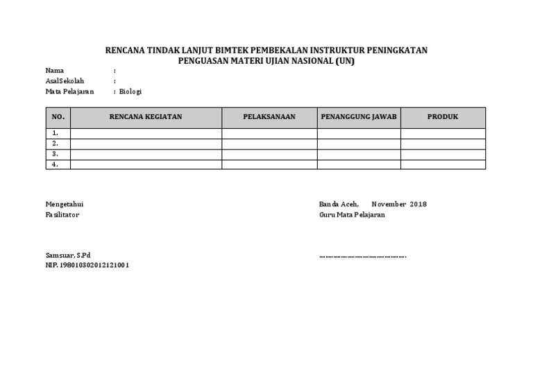 Contoh RTL BIOLOGI | PDF