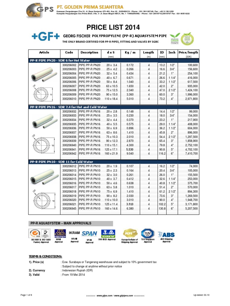 PRICE LIST +GF+ PIPING SYSTEMS Upd15Feb15 | PDF | Building Engineering ...
