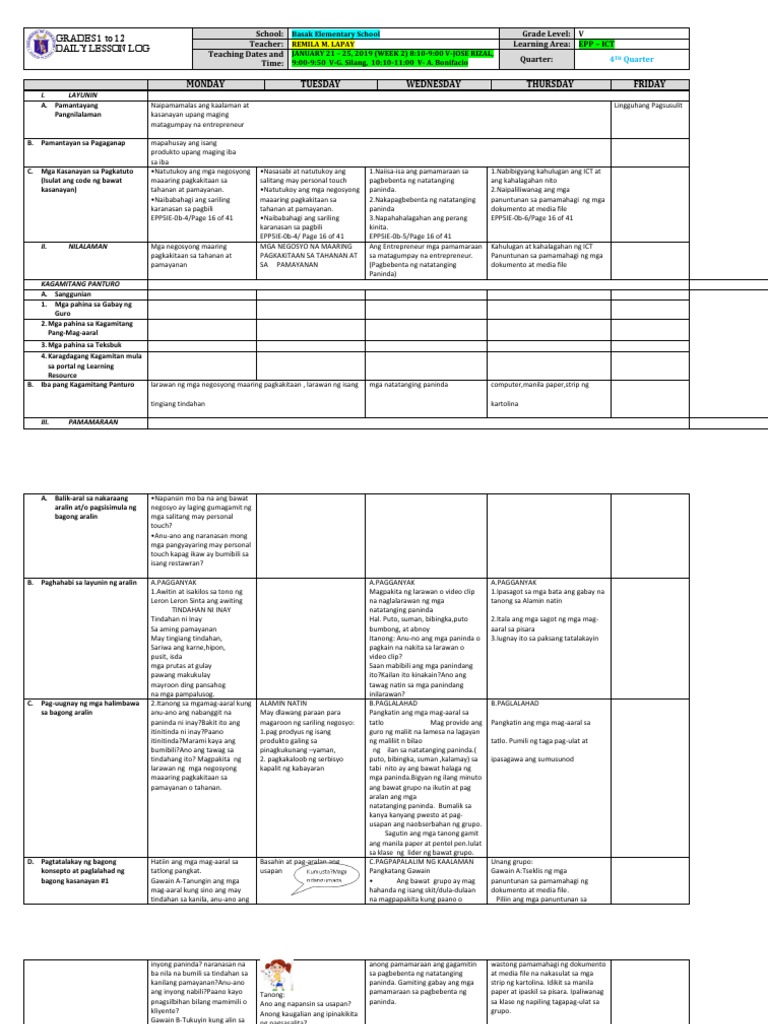 Grade 5 DLL Epp 5 q4 Week 2 | PDF