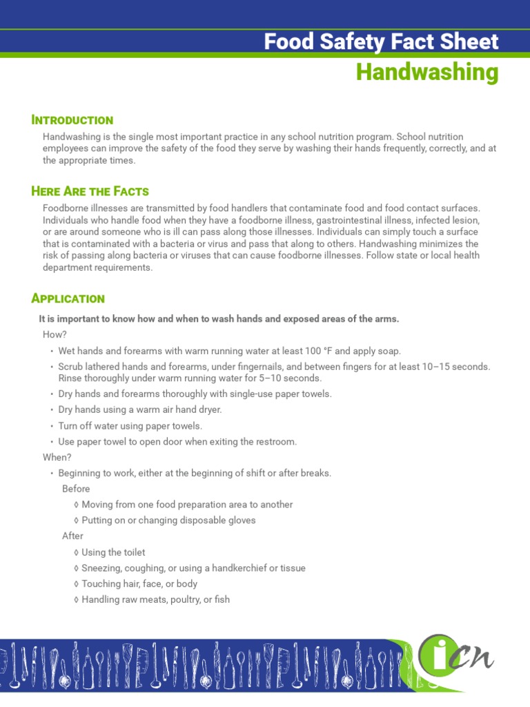 Handwashing: Food Safety Fact Sheet | PDF | United States Department Of ...