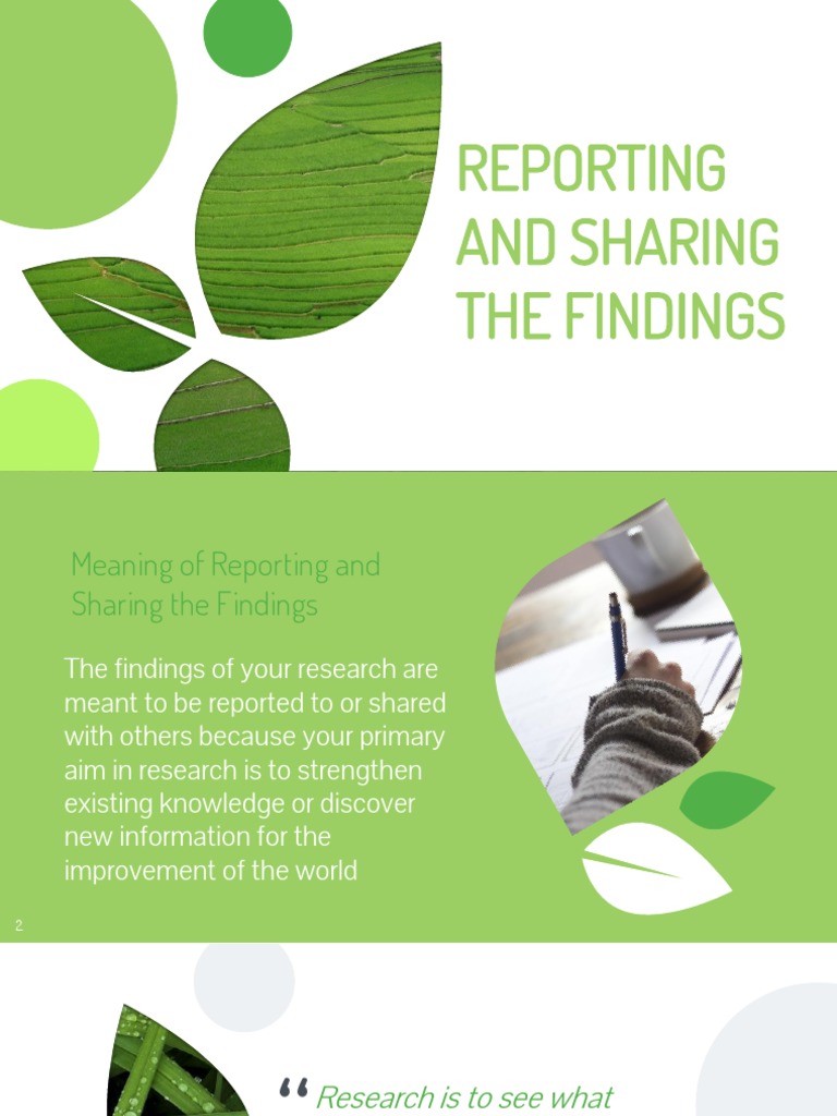 Reporting and Sharing The Findings | PDF | Citation | American ...