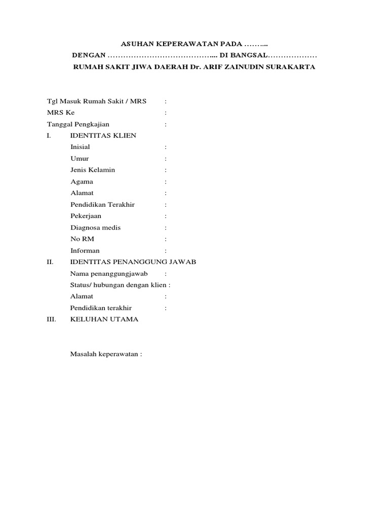 Format Askep Jiwa | PDF