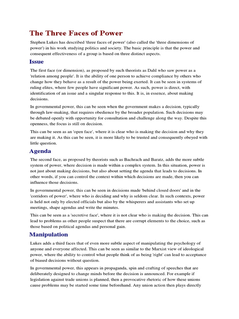 The Three Faces of Power | PDF | Action (Philosophy) | Psychology