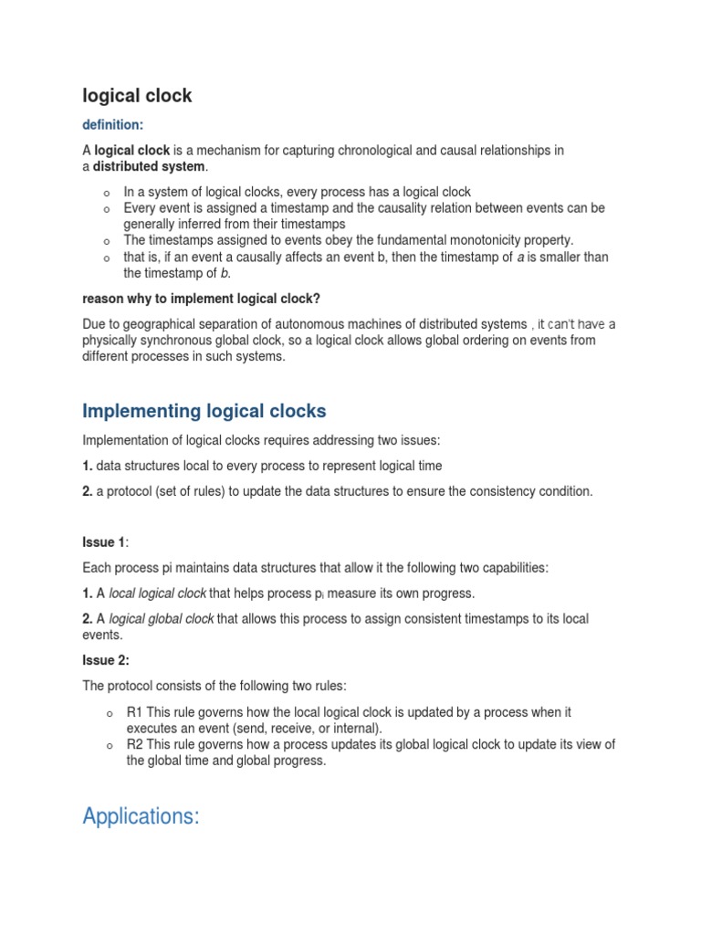 Logical Clocks, Vector Clocks, and Other Distributed Timestamping Mechanisms: A Comprehensive ...