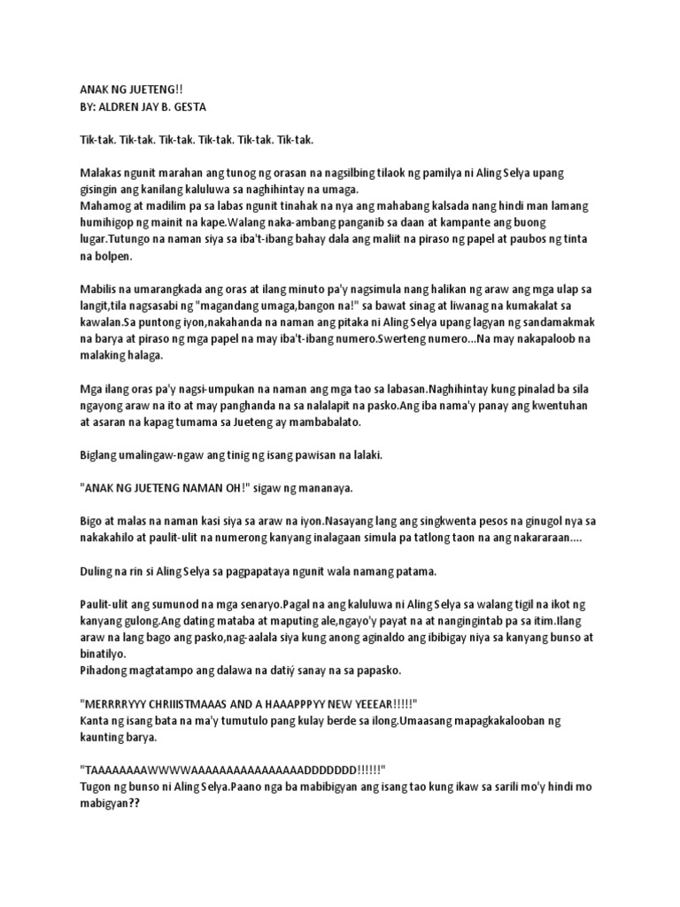 Anak NG Jueteng | PDF