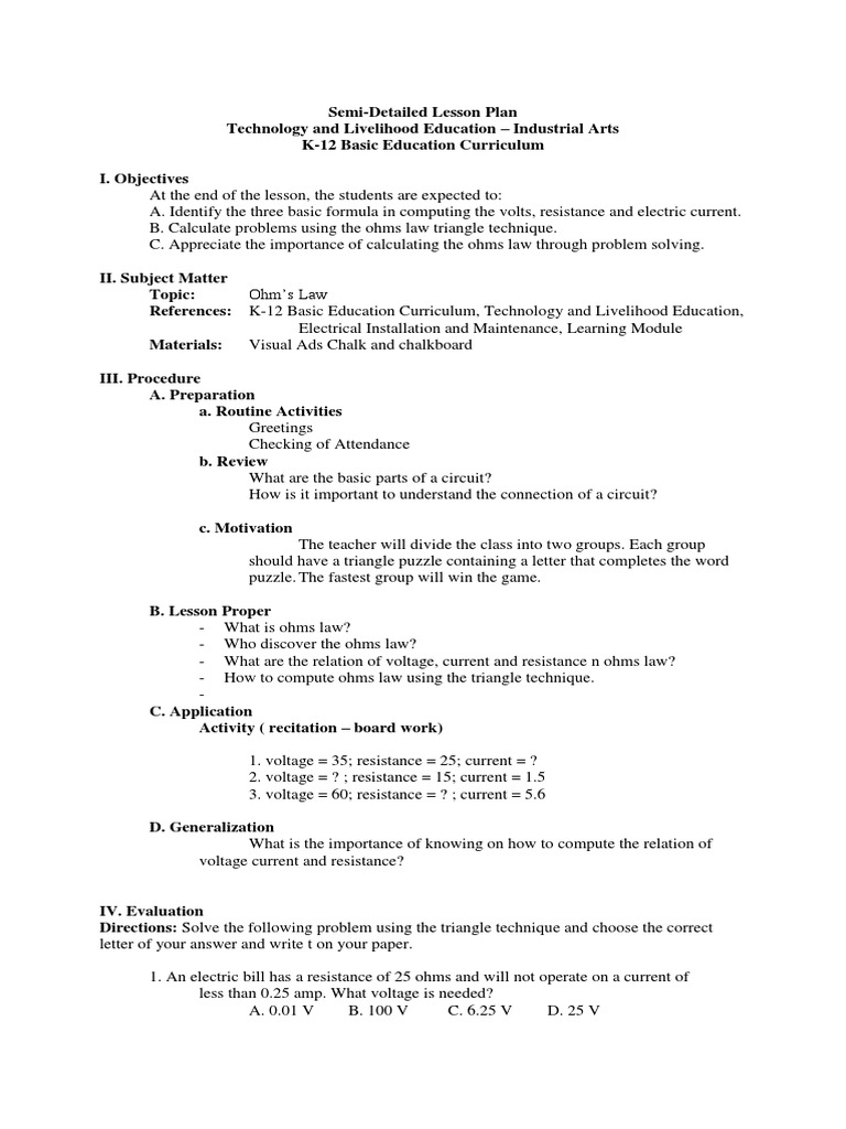 Ohm's Law | PDF | Volt | Electrical Resistance And Conductance