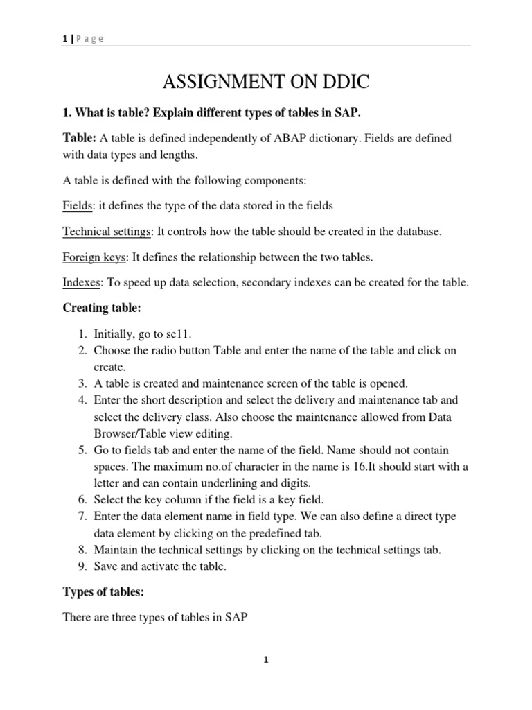 Assignment On Ddic | PDF | Databases | Data Type