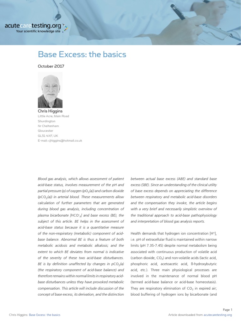 Base Excess The Basics | PDF | Physiology | Metabolism