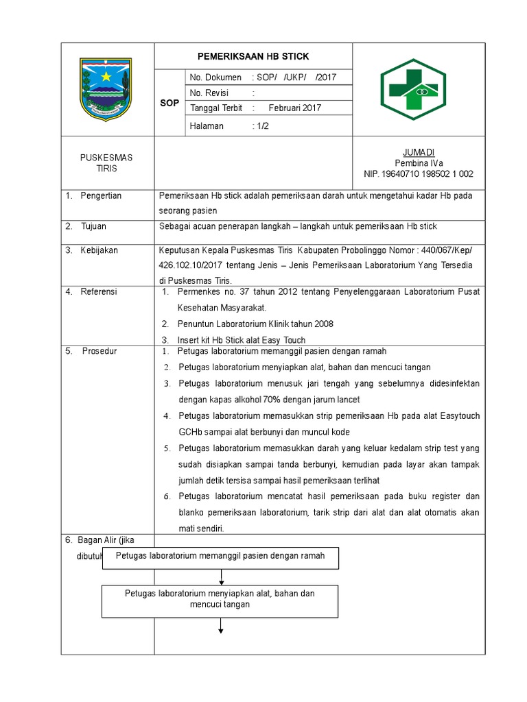 8.1.1.1 Sop Pemeriksaan HB Stick | PDF