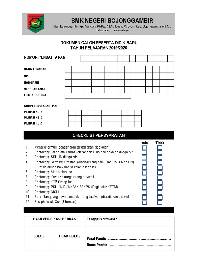 Kelengkapan Dokumen SMK | PDF | Karier & Perkembangan