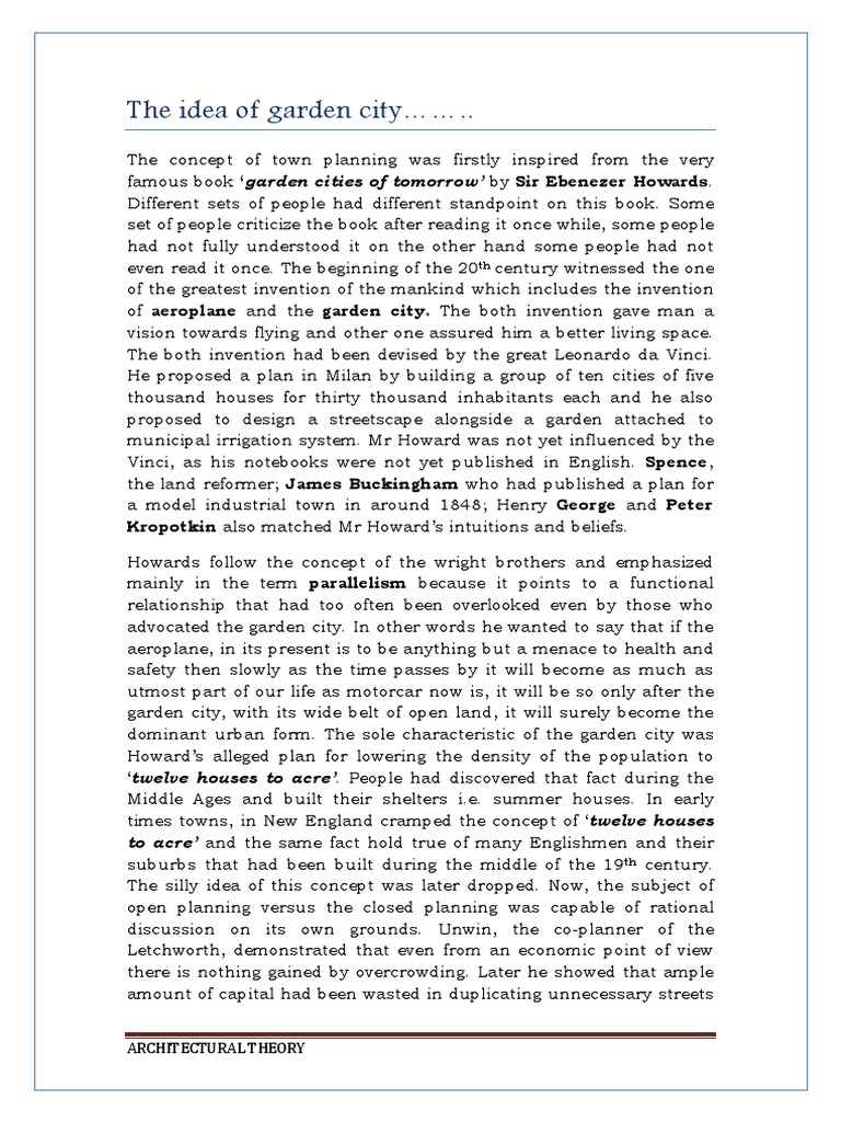 The Idea of Garden City | PDF | Urban Planning