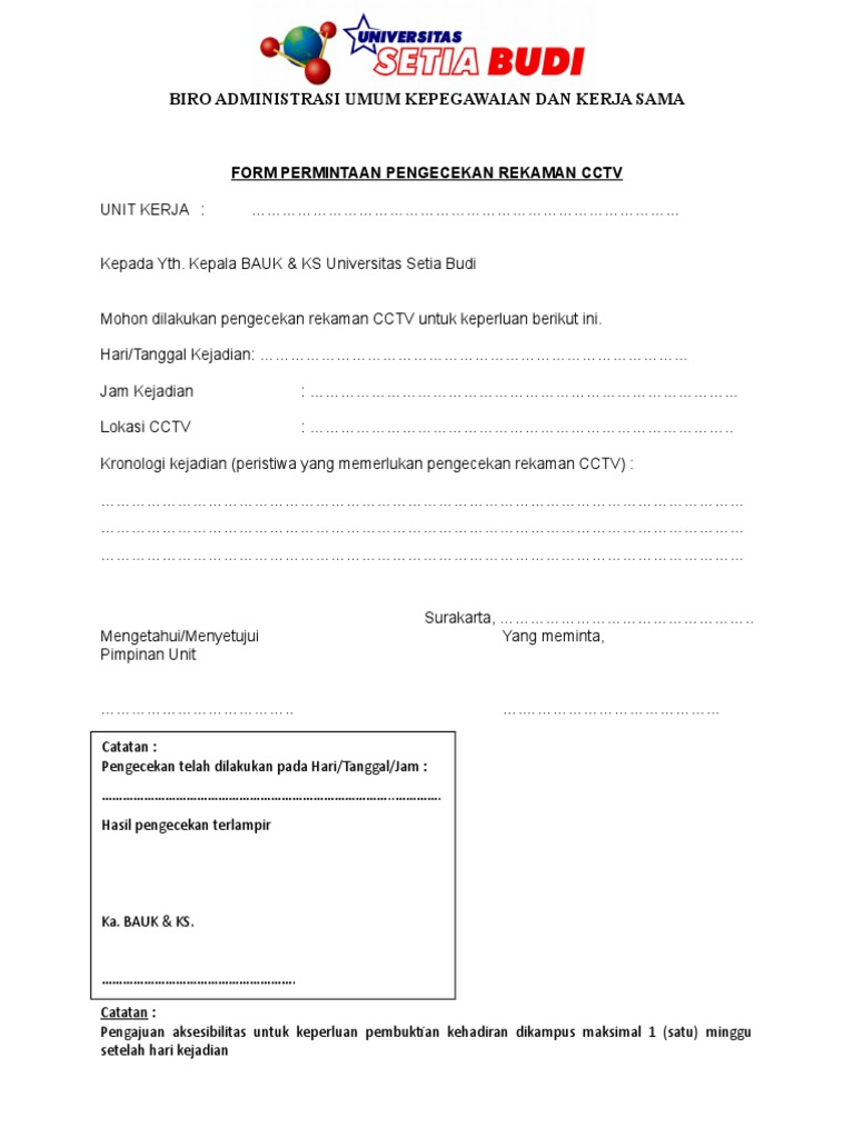 Form Permintaan Pengecekan Rekaman CCTV | PDF