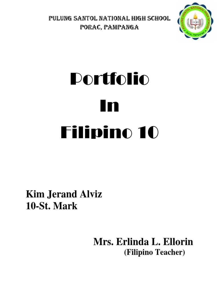 Portfolio in Filipino 10: Kim Jerand Alviz 10-St. Mark | PDF | Language ...