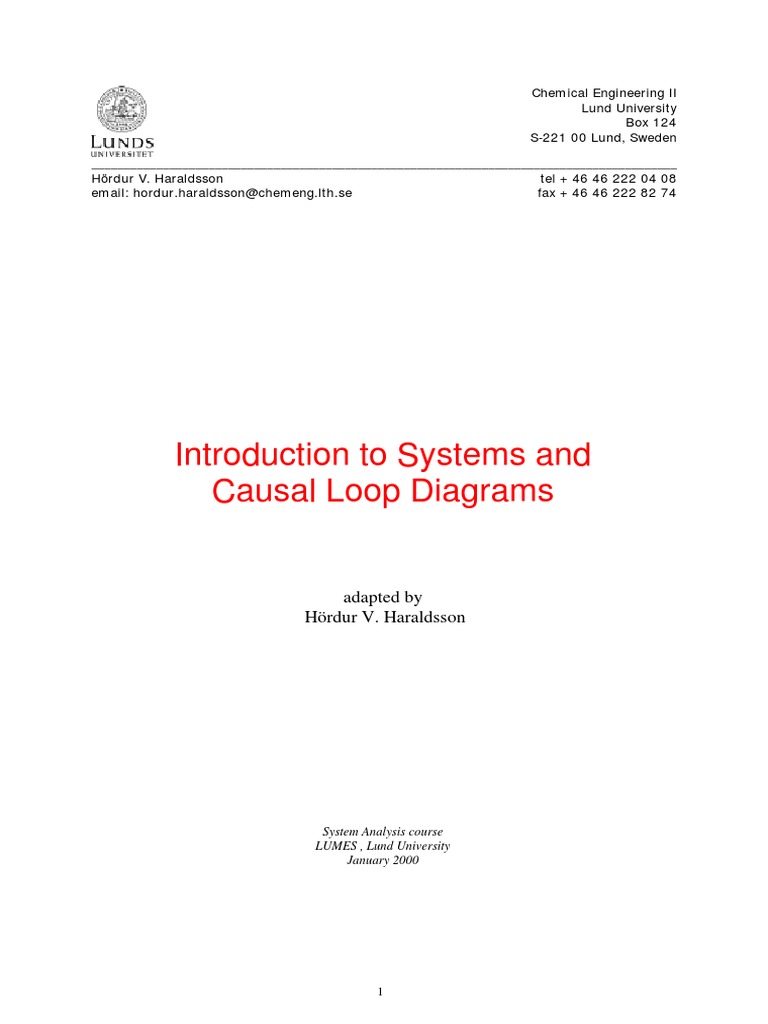 Introduction To Systems and Causal Loop Diagrams: Adapted by Hördur V ...