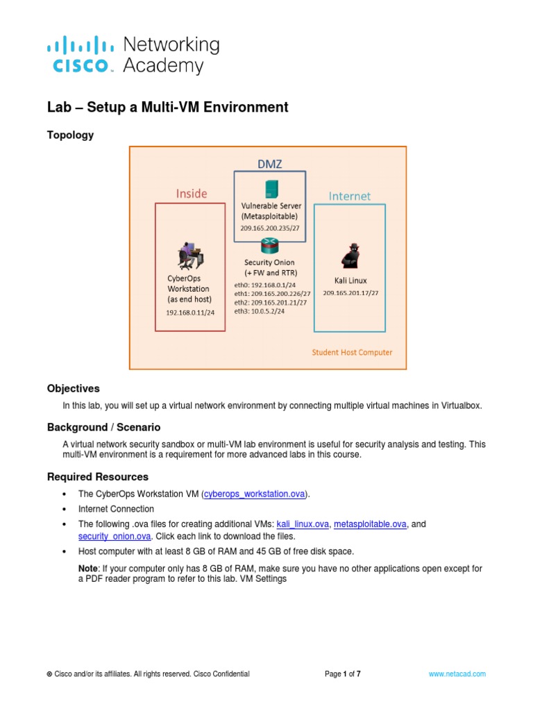 CyberOps Multi-VM Lab Setup Guide | PDF | Virtual Machine | Computer ...