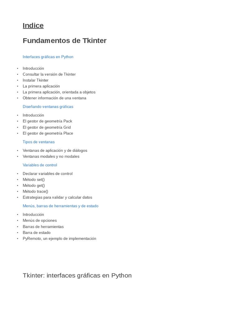 Guía Tkinter | PDF | Ventana (informática) | Python (lenguaje de ...