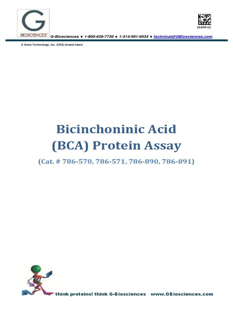 Bicinchoninic Acid (BCA) Protein Assay: G-Biosciences 1-314-991-6034 ...