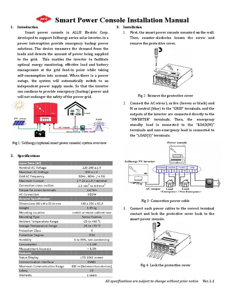Smart Power Console Installation Manual - V1.1 (English) PDF | PDF ...