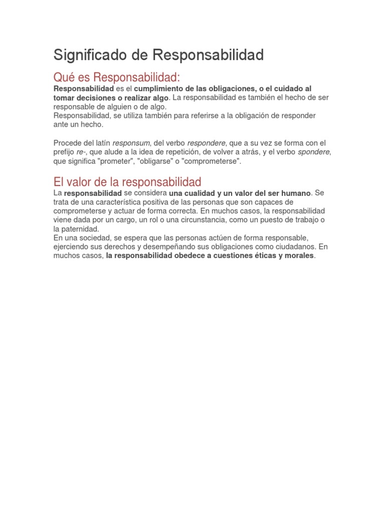 Significado de Responsabilidad | PDF | Crecimiento personal y profesional