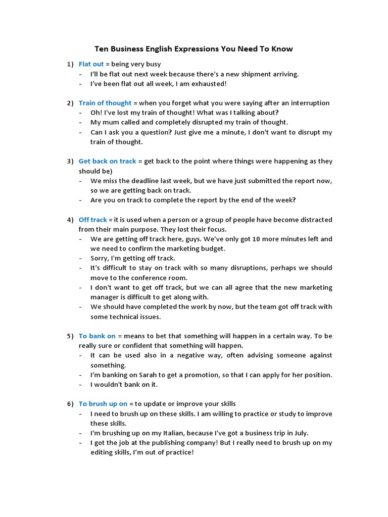 Essential Business English Phrases | PDF