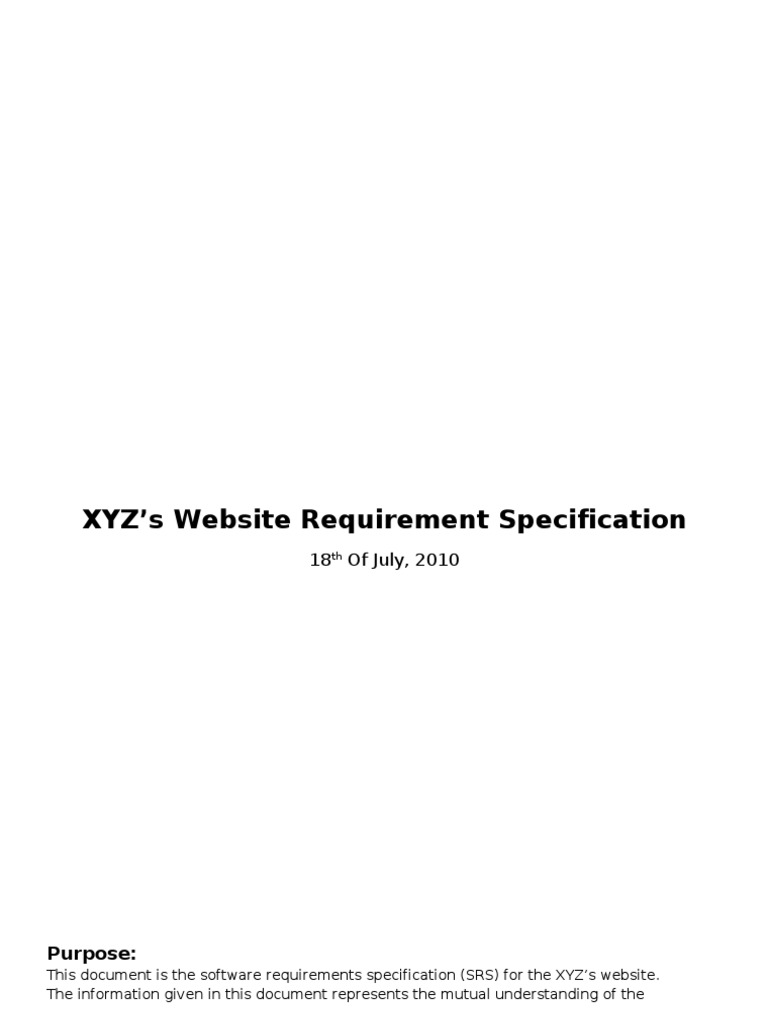 Website Requirement Specification | PDF | Websites | Hyperlink