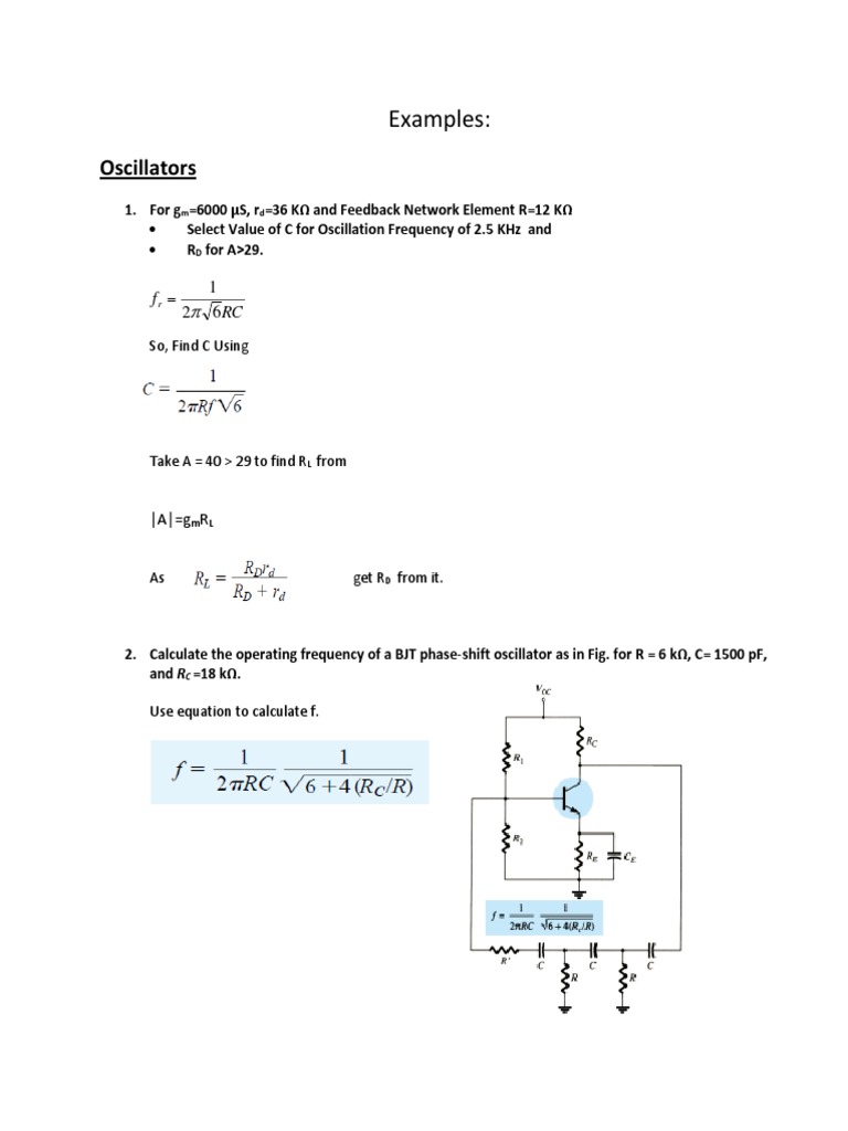 Examples | PDF | Electronic Oscillator | Amplifier