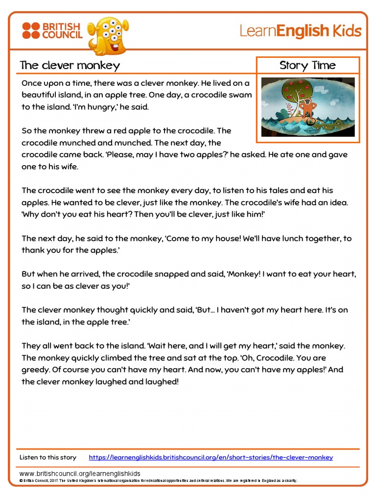 The Clever Monkey Story Time: Listen To This Story | PDF