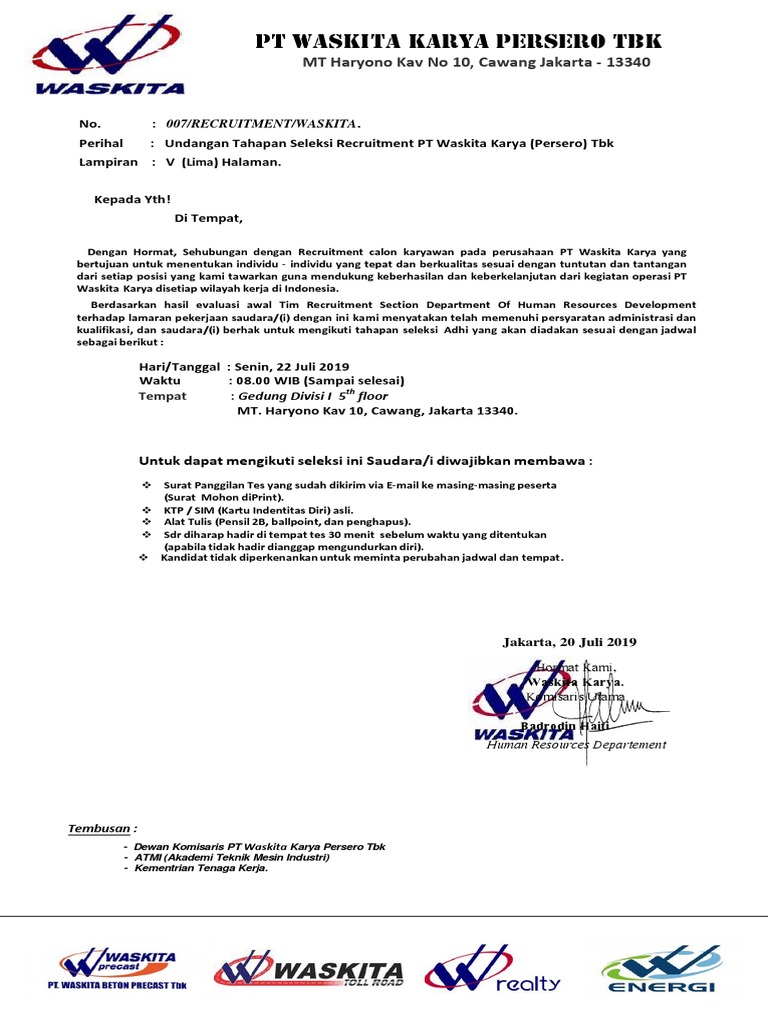 Contoh Surat Undangan Interview | PDF