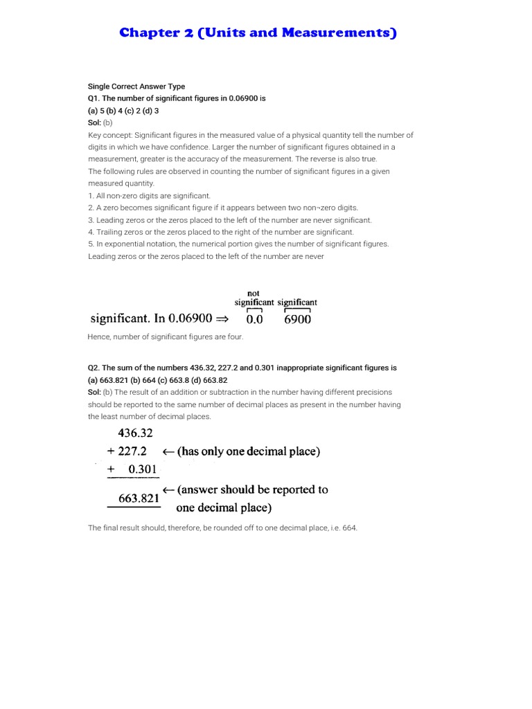 Physics Exemplar Chapter 2 Solution | PDF | Significant Figures | Atoms