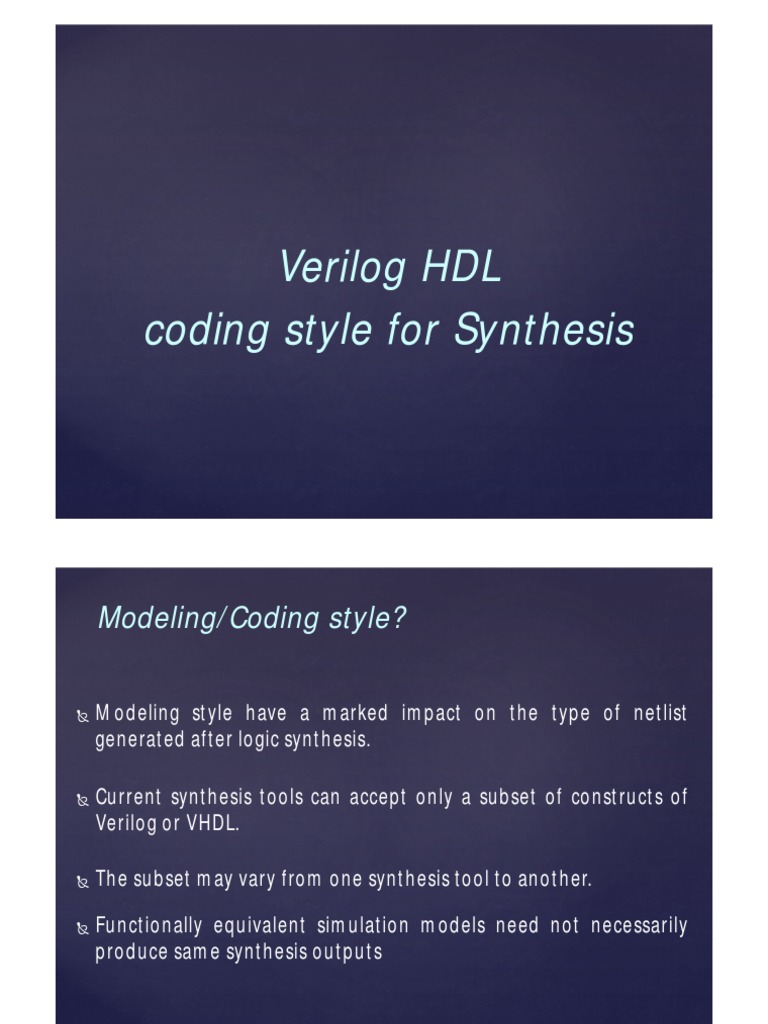 CODING Stle For Synth | Download Free PDF | Logic Synthesis | Computer Engineering