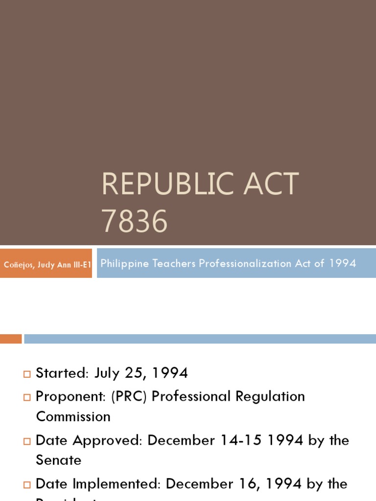 Republic Act 7836 | PDF | Government
