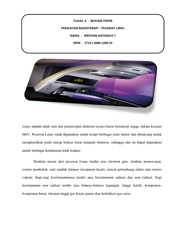 Alat Radioterapi Linac dan Fungsinya | PDF
