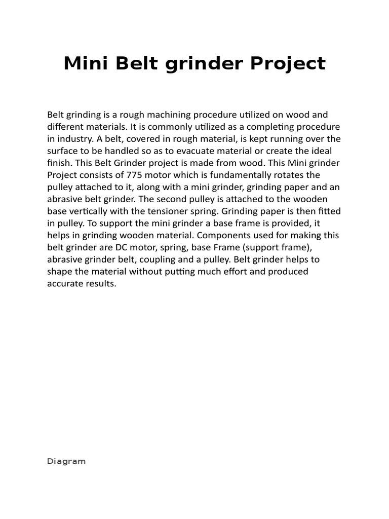 Mini Belt Grinder Project: Diagram | PDF | Grinding (Abrasive Cutting ...