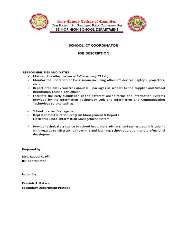 School ICT Coordinator Role Guide | PDF | Technology & Engineering