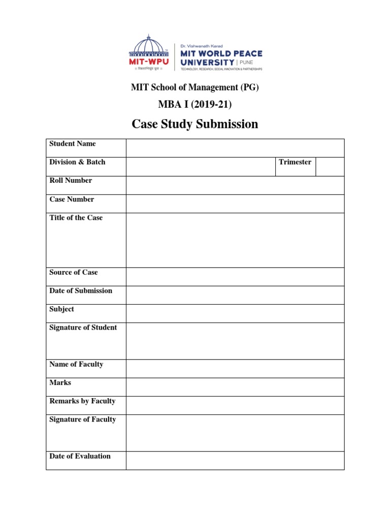 Case Study - Submission Cover Page MBA I | PDF
