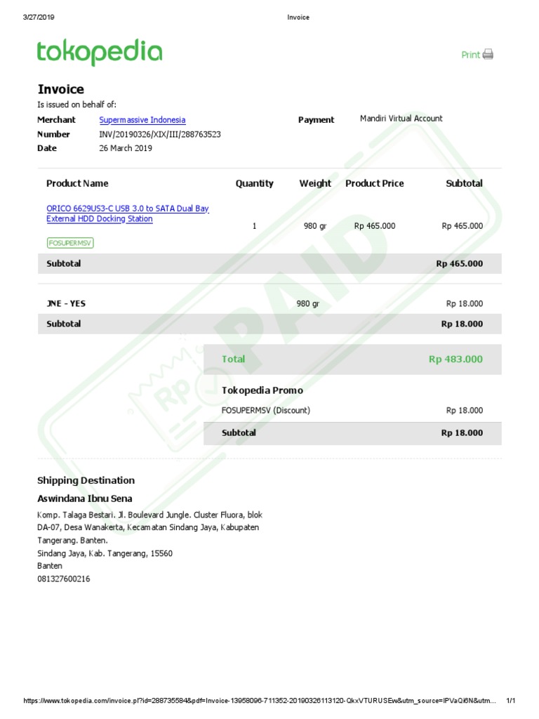 Invoice: Product Name Quantity Weight Product Price Subtotal | PDF