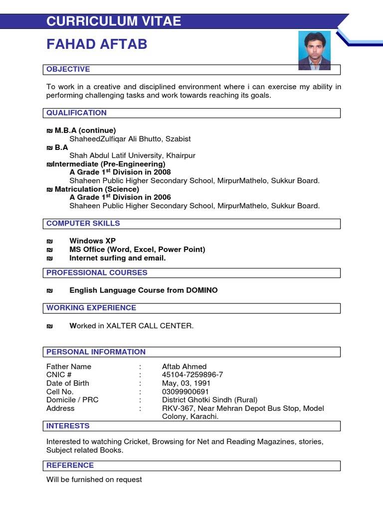 Fahad Aftab: Curriculum Vitae | PDF