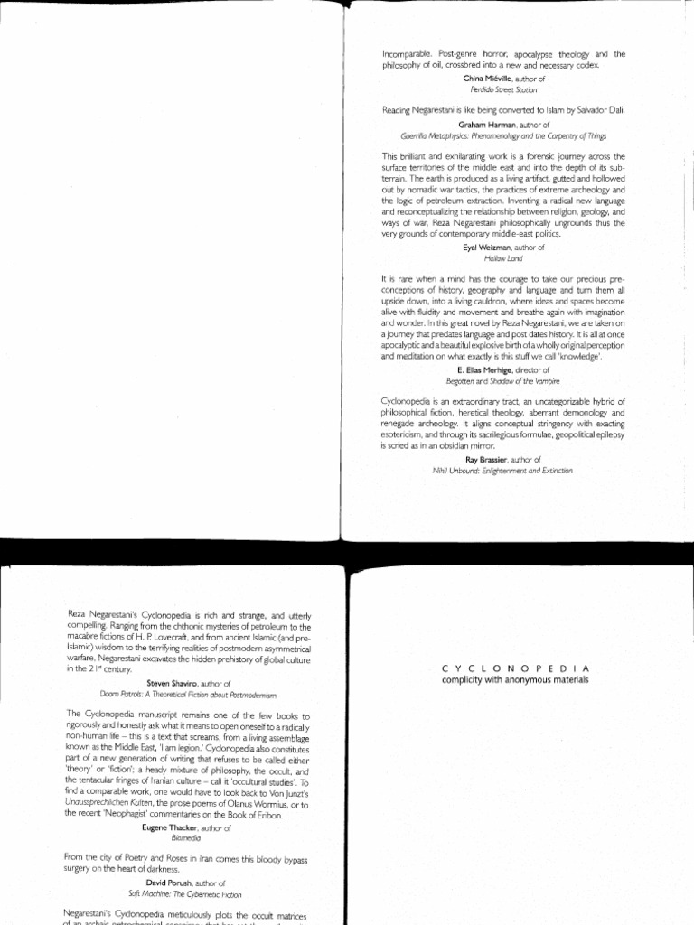 Negarestani - Cyclonopedia PDF | PDF